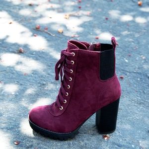 Soda | Shoes | Hp Wine Ankle Boots Booties Chunky Heel Lug Sole | Poshmark